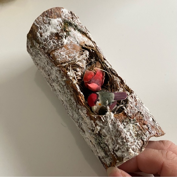 Handmade | Accents | Handmade Tree Log With Two Birds In Nest For Fairy ...